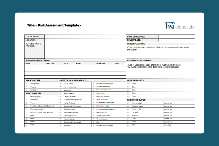 Risk Assessment Register Template | HSI Donesafe UK