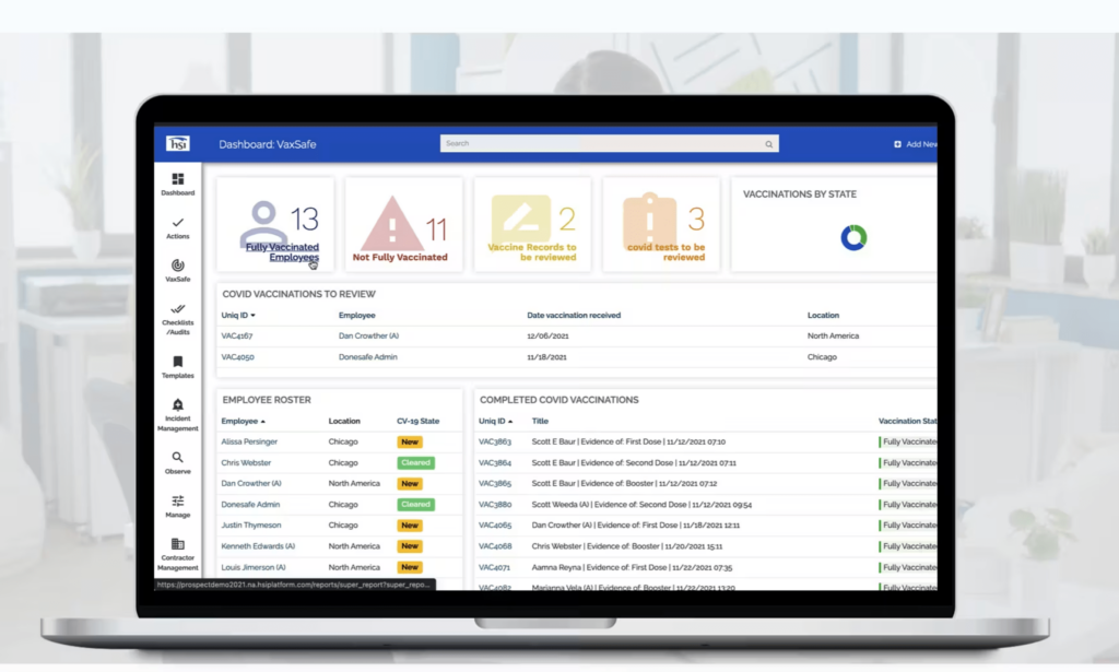 VaxSafe Software | HSI Donesafe